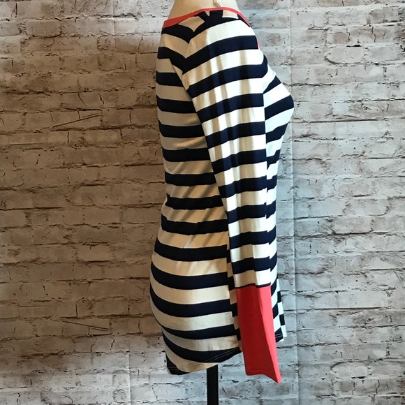 Tops | Navy And Rose Striped Raglan Top | Poshmark